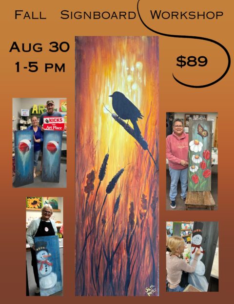 Fall Signboard Workshop | Kicks the Art Place | Art Classes, Repurposed ...